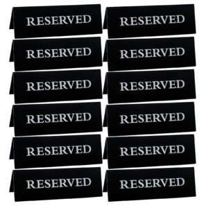 12 pieces reserved table sign for wedding table acrylic reservation signs for tables black reserved seat signs for restaurants wedding sign reserved table tent sign guest reservation sign for table