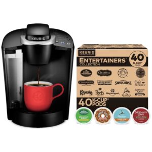 keurig k-classic single serve coffee maker with keurig entertainers' collection variety pack, 40 k-cup pods