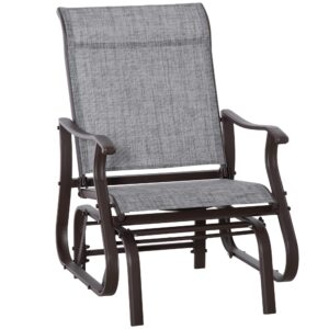 outsunny outdoor glider chair, gliders for outside patio with steel frame and mesh fabric for backyard, garden, and porch, gray