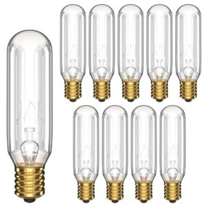 ohlectric clear t6 tubular incandescent light bulb | 15 watt dimmable bulb with e12 candelabra base | warm white color (pack of 10)