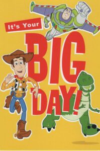 it's your big day! woody, buzz lighter and rex toy story happy birthday card