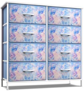 sorbus dresser with 8 drawers - furniture storage chest tower unit for bedroom, hallway, closet, office organization - steel frame, wood top, easy pull fabric bins (8-drawer, blue)