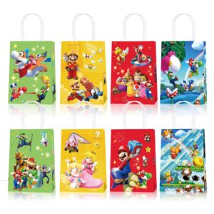 16pcs party gift bags for super bros birthday party supplies, party favor bags for bro cartoon birthday party supplies, goody candy treat bags for super bros party favors decor super bros themed