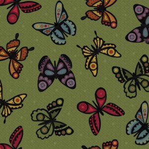 maywood studio bonnie's flannel butterflies fabric, green