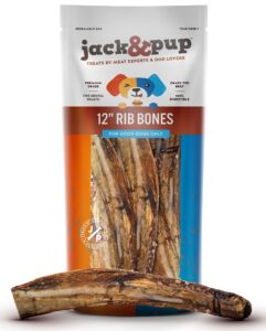 jack&pup rib bones for dogs | all natural large dog bones| single ingredient dog chew bones for medium dogs (12 inch (6 pack))