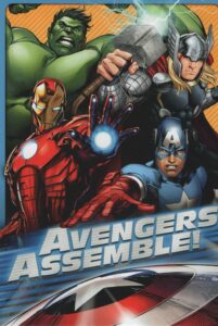 avengers assemble! iron man, captain america, thor and hulk happy birthday card