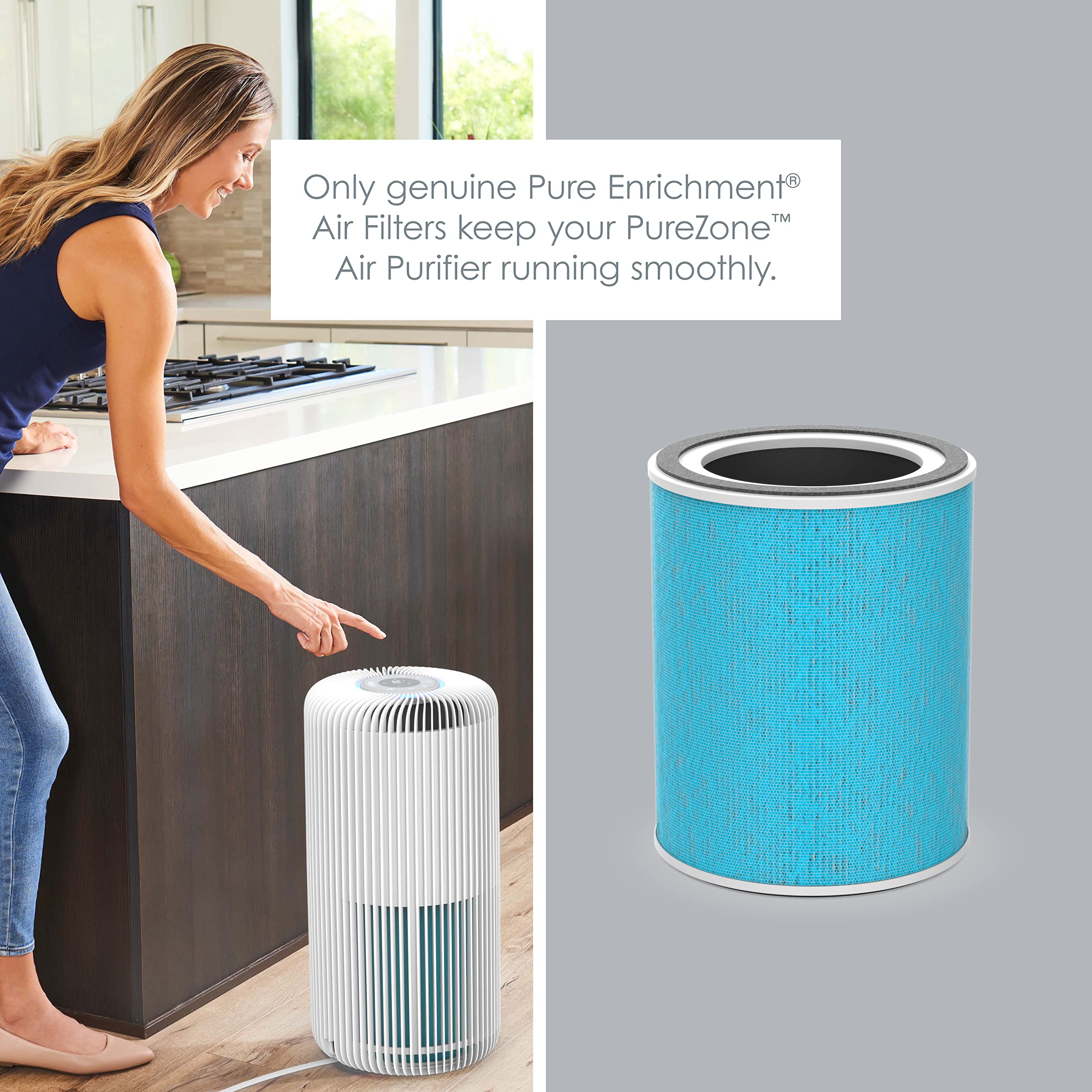 Pure Enrichment® Genuine 4-in-1 True HEPA Replacement Air Filter for the PureZone™ Turbo Air Purifier (PEAIRCYL)