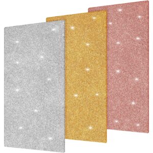 3 pieces glitter acrylic sheets for laser cutting colored plastic panel sheet square acrylic sheets for diy projects, logo, decorations, art crafts, 6.3 x 11.4 inch (gold, silver, rose gold)