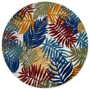 leick home 595207 talipot palm indoor outdoor area rug round 5'3"