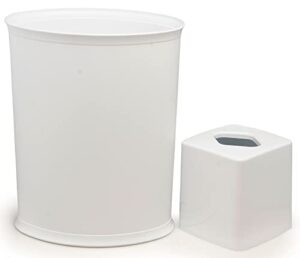 stephanie imports made in usa set of 2 white plastic 5-gallon waste basket & cube tissue box cover