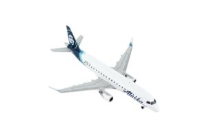 geminijets embraer erj-175 commercial aircraft alaska airlines white with blue tail 1/400 diecast model airplane