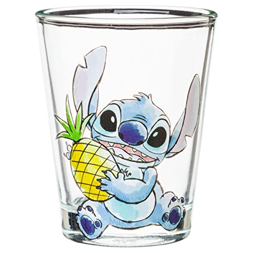 Silver Buffalo Lilo and Stitch Props 4-Pack Mini Glass Set, 1.5 Ounces