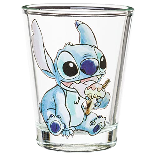 Silver Buffalo Lilo and Stitch Props 4-Pack Mini Glass Set, 1.5 Ounces