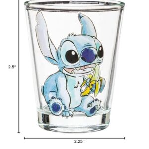 Silver Buffalo Lilo and Stitch Props 4-Pack Mini Glass Set, 1.5 Ounces