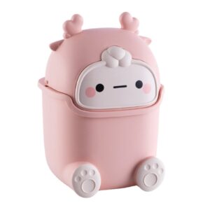 ochine mini trash can, cute cartoon monster deer shaped, polypropylene material, 13"l x 7"w x 7"h, manual lift