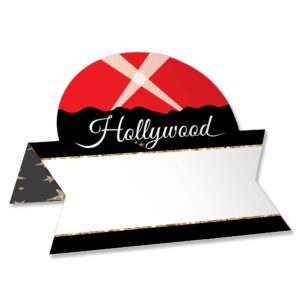 big dot of happiness red carpet hollywood - movie night party tent buffet card - table setting name place cards - set of 24