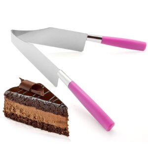 cake knife slicer and cutter server,stainless steel cake cutter ,for wedding cake knife and server set,birthday party wedding and all the events pie slicer pastries divider desserts lever (purple)