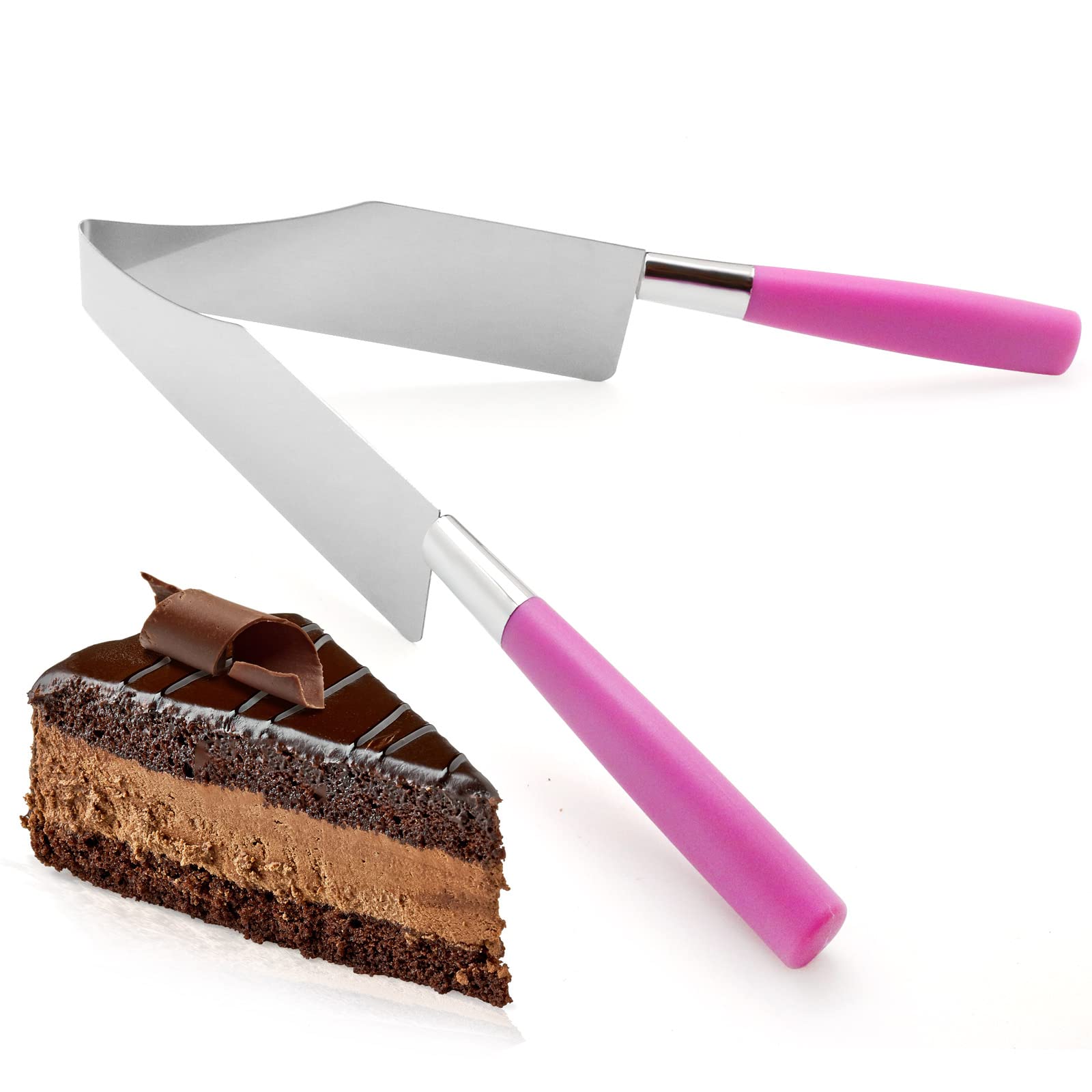 Cake knife slicer and cutter server,stainless steel cake cutter ,for wedding cake knife and server set,Birthday party Wedding and all the Events Pie slicer Pastries Divider Desserts Lever (Purple)