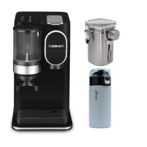 cuisinart dgb-2 grind and brew single-serve brewer with coffee canister with measuring spoon and stainless steel tumbler bundle (3 items)