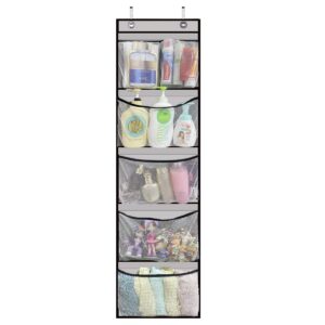 jremreo over the door organizer with 5 large pockets, hanging storage shelves, behind the door/wall/nursery closet door organizer for bedroom bathroom with 2 metal hooks