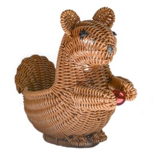 mokylor rattan woven fruit basket, 26 x 22 x 14 cm squirrel shape woven wicker baskets, creative weaving storage container vegetable basket tray for laundry, picnic and decoration (l)