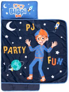 jay franco blippi pj party time nap mat – built-in pillow and blanket - super soft microfiber kids'/toddler/children's bedding, ages 3-7