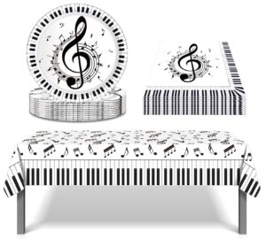 musical notes party supplies and decorations,include musical social media plates,napkins,music notes tablecloth,for kids music theme birthday party bridal wedding baby shower decor(16 guests )