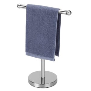 hand towel holder, hand towel rack stand with heavy weighted base, countertop hand towel holder stand for bathroom，sus304 stainless steel (silver-brushed)