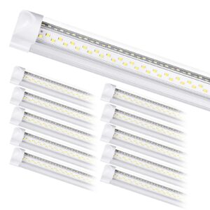 onlylux 8ft led shop light fixture - 8 foot 100w 15000lm 6500k, linkable with plug led lights for garage,v shape, 96" t8 led tube light, hight output,pack of 10