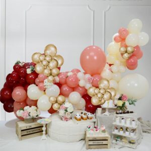 pink balloon arch kit - 132pcs pink gold red balloon garland kit white dusty pink balloons for wedding bridal shower birthday baby shower party decorations