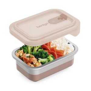 bentgo microsteel heat & eat container - microwave-safe, sustainable & reusable stainless steel food storage container with airtight lid for eco-friendly meal prepping (snack size - 2 cups)