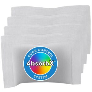 itouchless 4-pack absorbx odor filter deodorizers, all natural activated carbon absorbs trash odors, biodegradable, for use with 8 gallon and larger trash cans with odor filter compartment