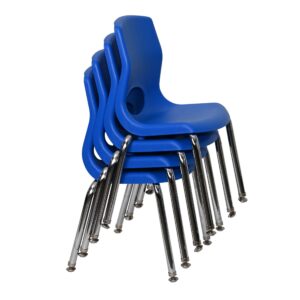 children’s factory myposture plus 12" h chairs, set-4 blue with chrome legs, ab8012pbc4, kids preschool, daycare or classroom flexible seating, toddler desk chair