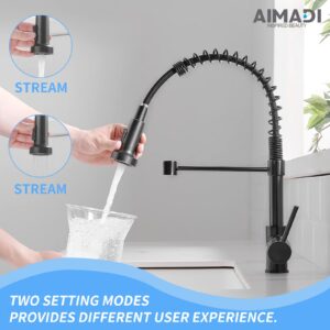 Oil Rubbed Bronze Kitchen Faucet - AIMADI Commercial Single Handle Single Hole Bronze Kitchen Faucet with Pull Down Sprayer grifo para fregaderos de cocina