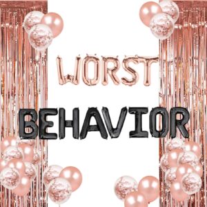 worst behavior balloons rose gold and black boujee drake party banner bride to be/we are engaged/bridal shower/hip hop/hen party/engagement themed bachelorette party supplies decorations