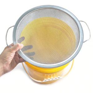 yuebm stainless steel 60 mesh paint strainer fits nicely over a 5 gallon bucket and filters out particulates from almost any liquid, easy to use and clean (1pcs)