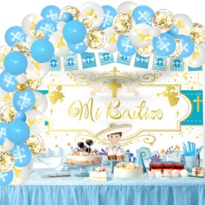 mi bautizo decorations - mi bautizo decorations for boys with baptism backdrop mi bautizo balloon garland kit first communion holy christening decoration god bless baby shower party supplies