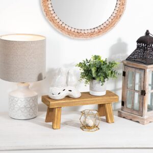 Rustix Mini Wooden Stool - Rustic Decorative Rectangular Mini Pedestal - Ideal Accent Stool for Small Decor, Plants and Trinkets – 13.6" L x 5" H x 4.8" W