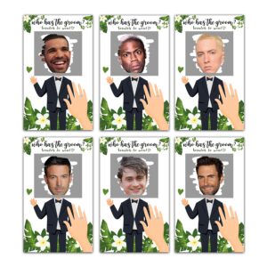 bridal shower games - who has the groom scratch off celebrity cards - elegant greenery floral bachelorette party game favor decor- wedding / engagement party ideas activities - 36 mini size cards(04)