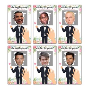 eyouyeqi bridal shower games - who has the groom scratch off celebrity cards - elegant floral bachelorette party game favor decor- wedding/engagement party ideas activities - 36 mini size cards(05)