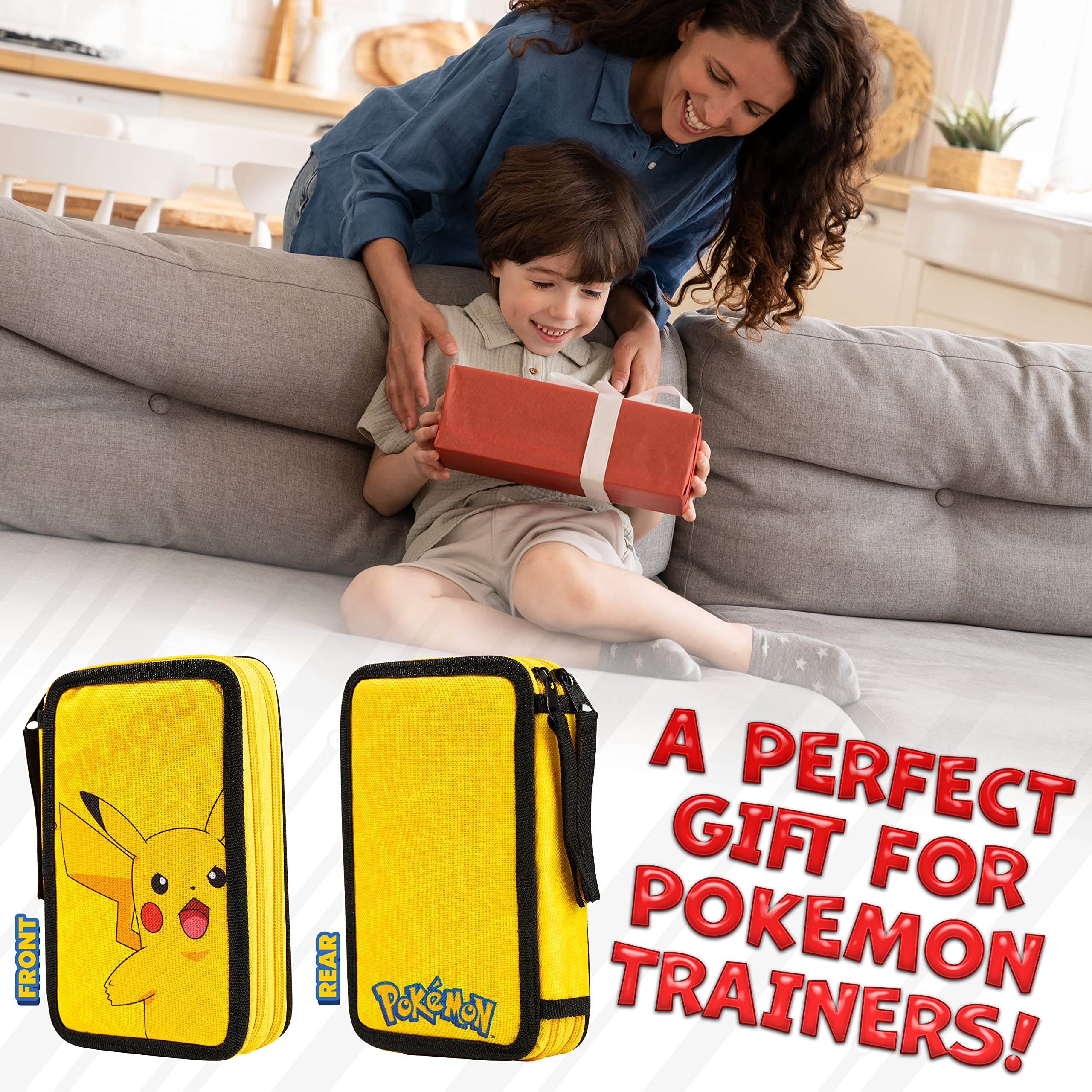 Pokemon Pencil Case for Boys, Pikachu Filled Pencil Case Stationery Set