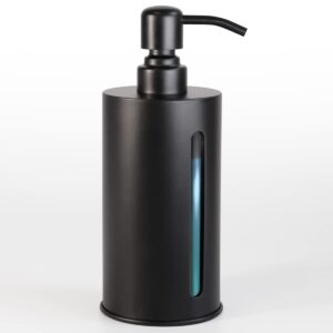 zegeon black soap dispenser for kitchen & bathroom, dish soap dispenser with clear window, 304 black stainless steel hand soap dispenser pump, rust-proof refillable countertop lotion bottle