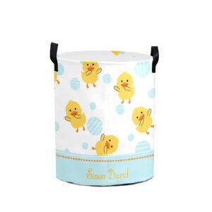 rubber duck swimming personalized custom laundry basket clothes round storage handle waterproof, custom foldable large capacity and lightweight, for bedroom bathroom decoration