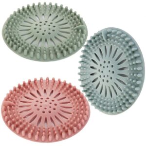 3pcs shower drain cover hair catcher silicone filter tub drain stopper bathtub sink filter for home kitchen bathroom