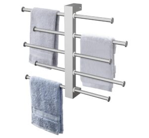 5-tier bridge sliding bathroom towel bar 16 inch, zuext brushed nickel finished stainless steel towel holder hanger, wall mounted adjustable hand towel rod for washroom kitchen, 1.5" tube towel racks