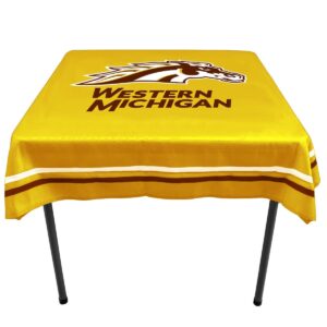 college flags & banners co. western michigan broncos gold logo tablecloth or table overlay