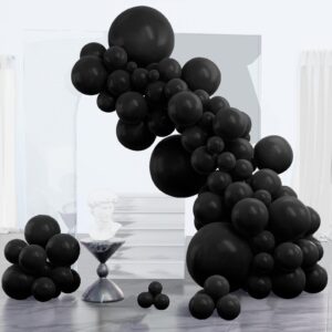 partywoo black balloons, 85 pcs matte black balloons different sizes pack of 18 inch 12 inch 10 inch 5 inch black balloons for balloon garland balloon arch as birthday party decorations, black-y18