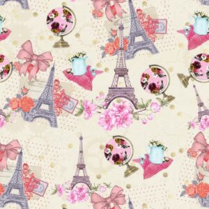 texco inc 100% combed quilting prints craft cotton apparel home/diy fabric, pink white grey 1 yard