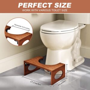 BQYPOWER Toilet Stool, Bamboo 8 Inch Toilet Potty Stool, Foldable Bathroom Poop Stool with Non-Slip Mat for Adults Children…