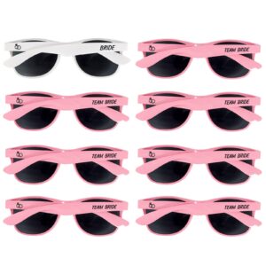 bachelorette party sunglasses - set of 1 bride (white) & 7 team bride (pink) sun glasses | pack of 8 bride sunglasses & bridesmaid sunglasses favor bachelorette party supplies bridal wedding